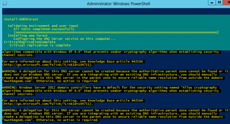 Install Domain Controller in Server 2012 using Windows PowerShell